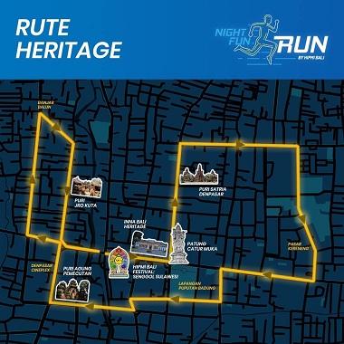 Rute Night Fun Run By HIPMI Bali - https://www.denpasarkota.go.id
